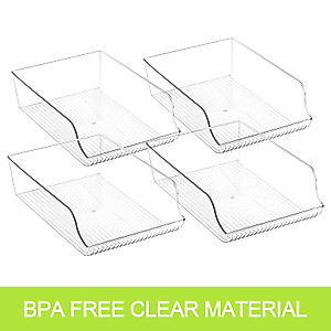 4 Pack Wide Water Bottle Storage Organizer, Soda Can Holder and Dispenser for Cabinets, Pantry, Refrigerator and Freezer