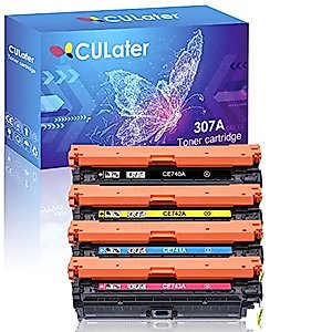 CULater Remanufactured Toner Cartridge Replacement for 307A CE740A CE741A CE742A CE743A Toner Cartridges for HP Color CP5220 CP5225 CP5225n CP5225dn Printers (4 Pack)