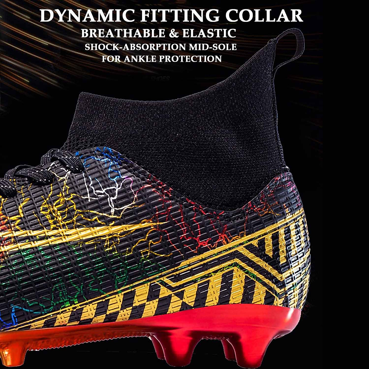 HESBITEUL Mens Soccer Cleats Football Boots Spikes Shoes High-Top Unisex Outdoor Indoor Training Athletic Sneaker