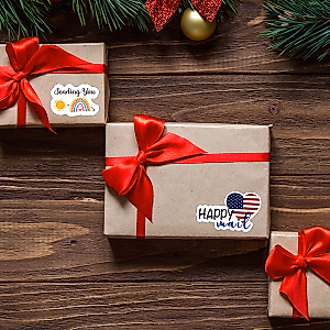 Littlefa 1.5” Happy Mail with America Flag Love Shaped Design Stickers,Thank You Stickers,Mail Stickers,Handmade Stickers,Small Business Stickers, Envelopes Stickers, Gift Bags Packaging 500 PCS