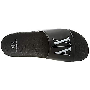 A|X Armani Exchange Men's Icon Logo Pool Slide Sandal, Nero, 10