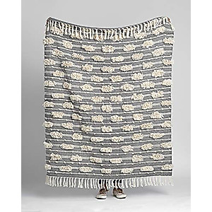 Fab Habitat 100% Cotton Fringe Throw Blanket with Tassels - Breathable All-Season - Warm, Super Soft, Machine Washable - Perfect Accent for Sofa & Bed - Fulton - Gray, 50 x 60
