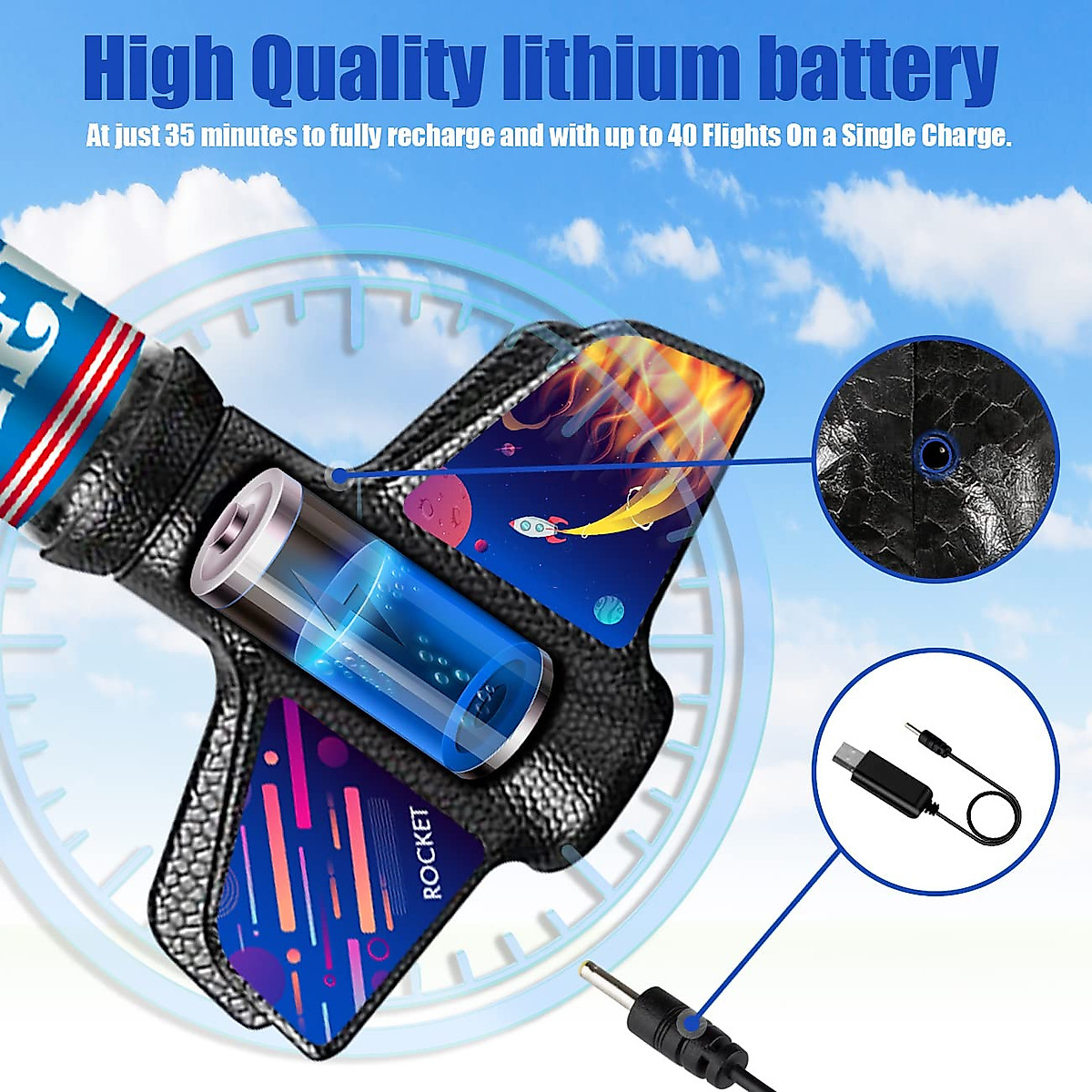 Loheer Rocket Launcher for Kids, Motorized Air Rocket Toy for Ages 8-12, Launch Rocket up to 164 ft, Fun Outdoor Toy, Self-Launching Rocket Toys for Kids Age 8-12, Ideal Birthday