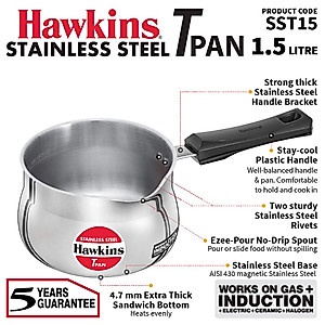 HAWKINS SST15 HAWKINS-SST15 Stainless Steel TPan, 1.5 litres, Silver, 1.5 litres