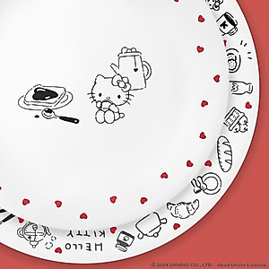 Corelle Vitrelle Hello Kitty 12-PC Dinnerware Set, Service for 3, Triple Layered Glass, Anti-Chip Durable Lightweight Plate and Bowl Set