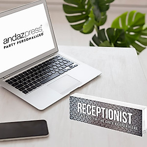Andaz Press Funny Office Desk Plate, Gate Keeper Acrylic Plate for Home, Desk, Front Desk Receptionist, Secretary, Work, Co-Worker, Funny Nameplate Sign Decorations for Men Women, 8" X 2.5"