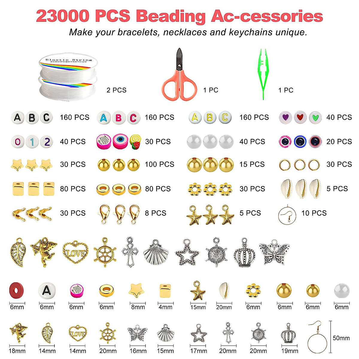 Redtwo 23000 Pcs Clay Beads Bracelet Making Kit 144 Colors 7 Boxes Flat Polymer Heishi Beads Set for Friendship Jewelry Making with Pendant Charms Crafts Gifts for Girls Ages 6-12 Kids Adults