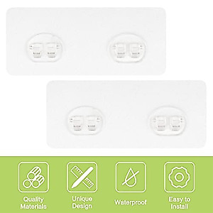 UFURMATE Adhesive Sticker Hooks, 10Pcs Transparent Shower Caddy Adhesive Hooks Bathroom Corner Shelf Holders No Drilling Shower Caddy Basket Supports for Bathroom Kitchen (Double Hook)