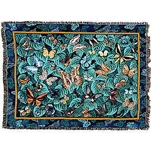 Pure Country Weavers Butterfly Dance Blanket by Elena Vladykina - Garden Floral Gift Tapestry Throw Woven from Cotton - Made in The USA (72x54)