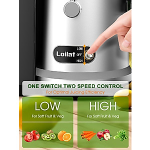 Juicer Machine, 1200W Juicer with 3" Feed Chute for Whole Fruits and Veg, Dual Speeds Centrifugal Juice Extractor, High Juice Yield, Full Copper Motor, Easy to Clean, BPA Free (Black)