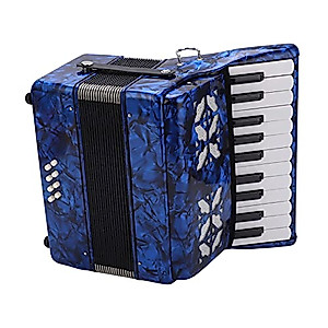 Accordion, 22 Keys 8 Bass Exquisite Celluloid Piano Accordion with Adjustable Straps, International Standard Professional Tuning Musical Instrument for Beginners Adults Stage Performance(Navy blue)