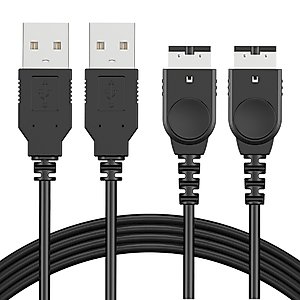 Funturbo GBA SP Charger Cable, Gameboy Advance SP Charging Cord NDS Charger Cord for Original Nintendo DS USB & Power Cable 3.9 ft (2 Pack)