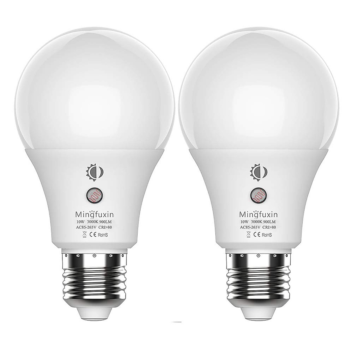 Mingfuxin Dusk to Dawn Light Bulbs 75W Equivalent, Auto on/Off Sensor Porch Light, LED Light Bulbs Smart Sensor Lighting Lamp 10W E26/E27 for Patio Garage Garden Light 3000K