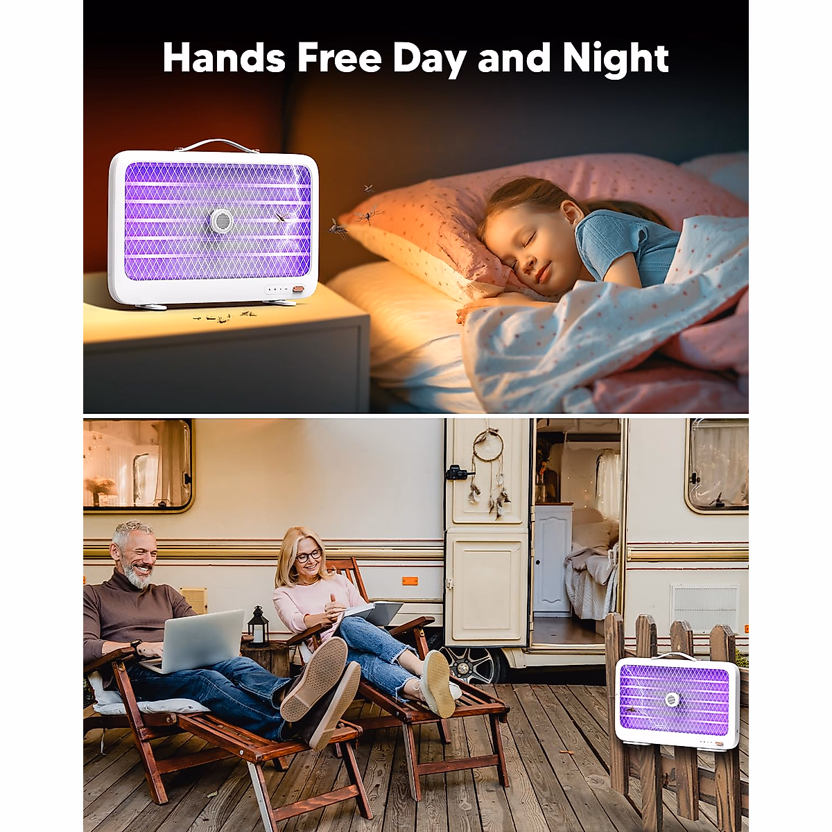 Bug Zapper Indoor and Outdoor - 10 Years Lifespan LED Mosquito Zapper, 4000V Rechargeable Fly Zapper for Patio Home Camping Balcony