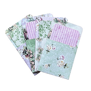 Shabby Roses Junk Journal Pockets and Card Set - Floral Scrapbook Accessories - Paper Ephemera Bundle