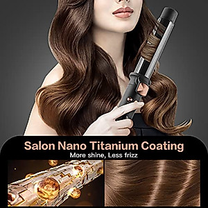 Rotating Curling Iron, Automatic Hair Curler, Curling Iron, Curling Wand, 1 1/4 Inch Ionic Rotating Hair Curler for Waves with Extra Long（5.5 inch） Tourmaline Ceramic Barrel (1 1/4 inch)