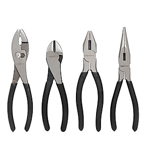 Amazon Basics Plier Tools, Set of 4, Black,silver