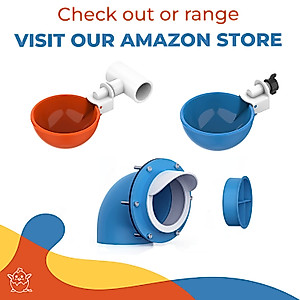 Lil Clucker - Blue Large Automatic Chicken Waterer Cups Suitable for Ducks, Geese, Turkeys, and Bunny Rabbit - Water Feeder Kit - Poultry Waterer - Pack of 5