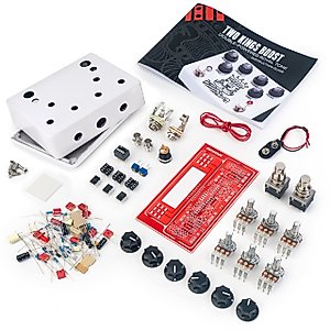 StewMac Two Kings Boost Pedal Kit With White Enclosure, 9 Volt Battery, and DC Powered, Based on the King Of Tone