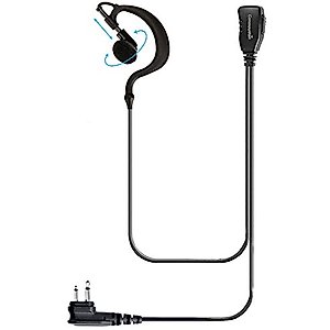 Single Wire Earhook Earpiece for Motorola Radios CLS 1410 CLS 1110 DTR410 DTR550 DTR600 DTR700 RDU4100 RDU4160D RDU2080D RMM2050 RMU2040 RMU2080D RMU2080 RMV2080 DLR1020 DLR1060 VL50, G Shape Headset