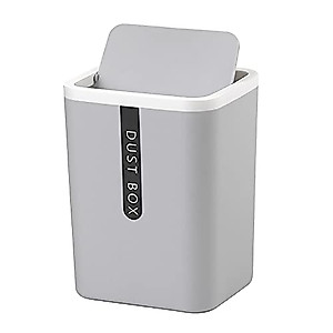 IKAAR Plastic Mini Trash Can with Lid Mini Countertop Trash Can Tiny Desktop Wastebasketfor Bathroom Vanity, Desktop, Tabletop or Coffee Table Grey