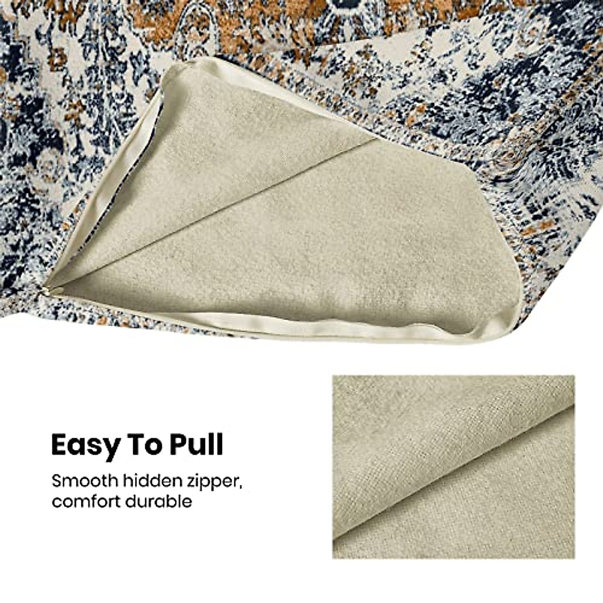 AEIOAE Boho Pillow Covers 20x20 Inch Set of 2,Carpet Pattern Throw Pillows Case,Rust Blue Ethnic Design Outdoor Decorative Square Linen Farmhouse Decor Cushion Covers for Home Sofa Bed Couch