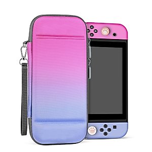 TNP Carrying Case For Nintendo Switch - Easy Carry Switch OLED Travel Case With Removable Wristlet Strap, Slim Case for Nintendo Switch with 10 Game Card Storage & 4x Thumb Grip Caps, Light Blue