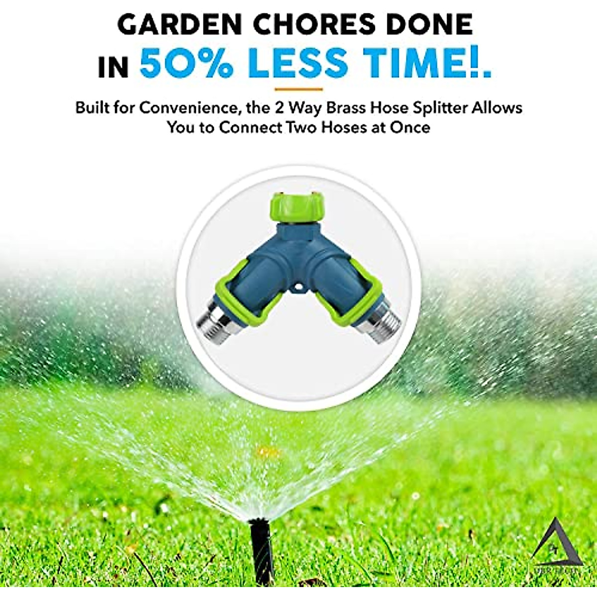 Hose Splitter 2 Way Heavy Duty, Garden Hose Splitter, Brass Y Hose Splitter with Thumb Control Valves, 3/4" Two Way Water Hose Splitter Faucet Splitter Shut Off Valve Hose Connector Adapter