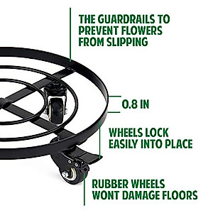 Patio Plant Trivet with Wheels | Outdoor Plant Stand with Wheels | Rolling Plant Stand with Casters Heavy Duty (44lbs Capacity) | Plant Dolly with Wheels | Modern Plant Stand Caddy (Set 2)