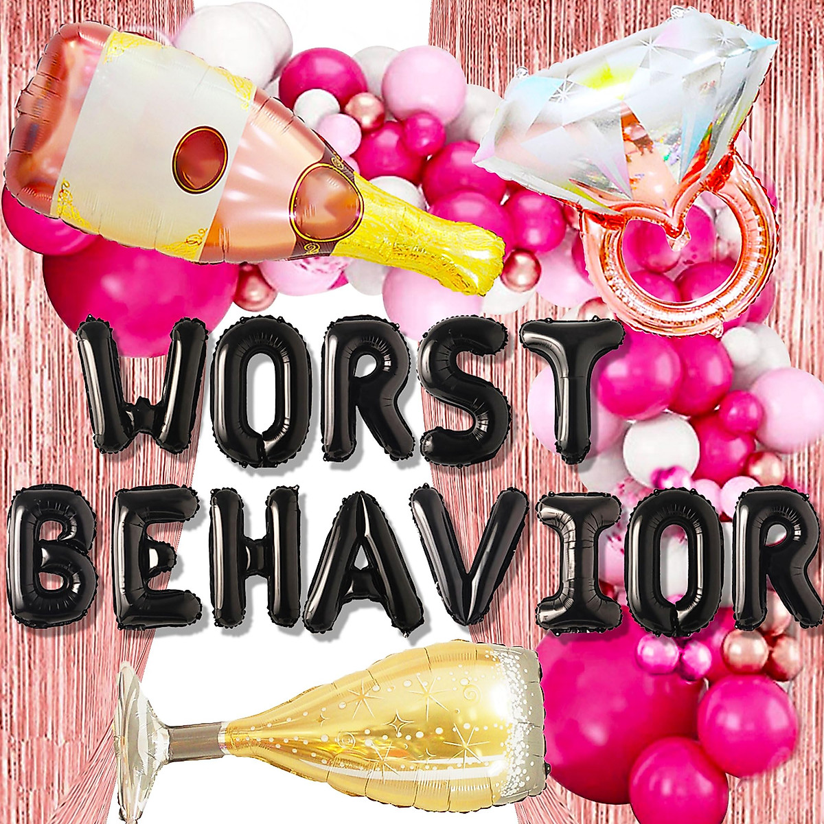 60 PCS Worst Behavior Balloons Boujee Drake Party Banner Bridal Shower Hen Party Engagement Bachelorette Party Supplies Decorations