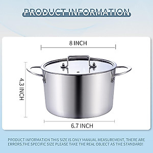 LOLYKITCH Tri-Ply 3 Quarts Stainless Steel Induction Cooking Pot,Small Stock Pot,Sauce Pot with Lid,Dishwasher and Oven Safe.