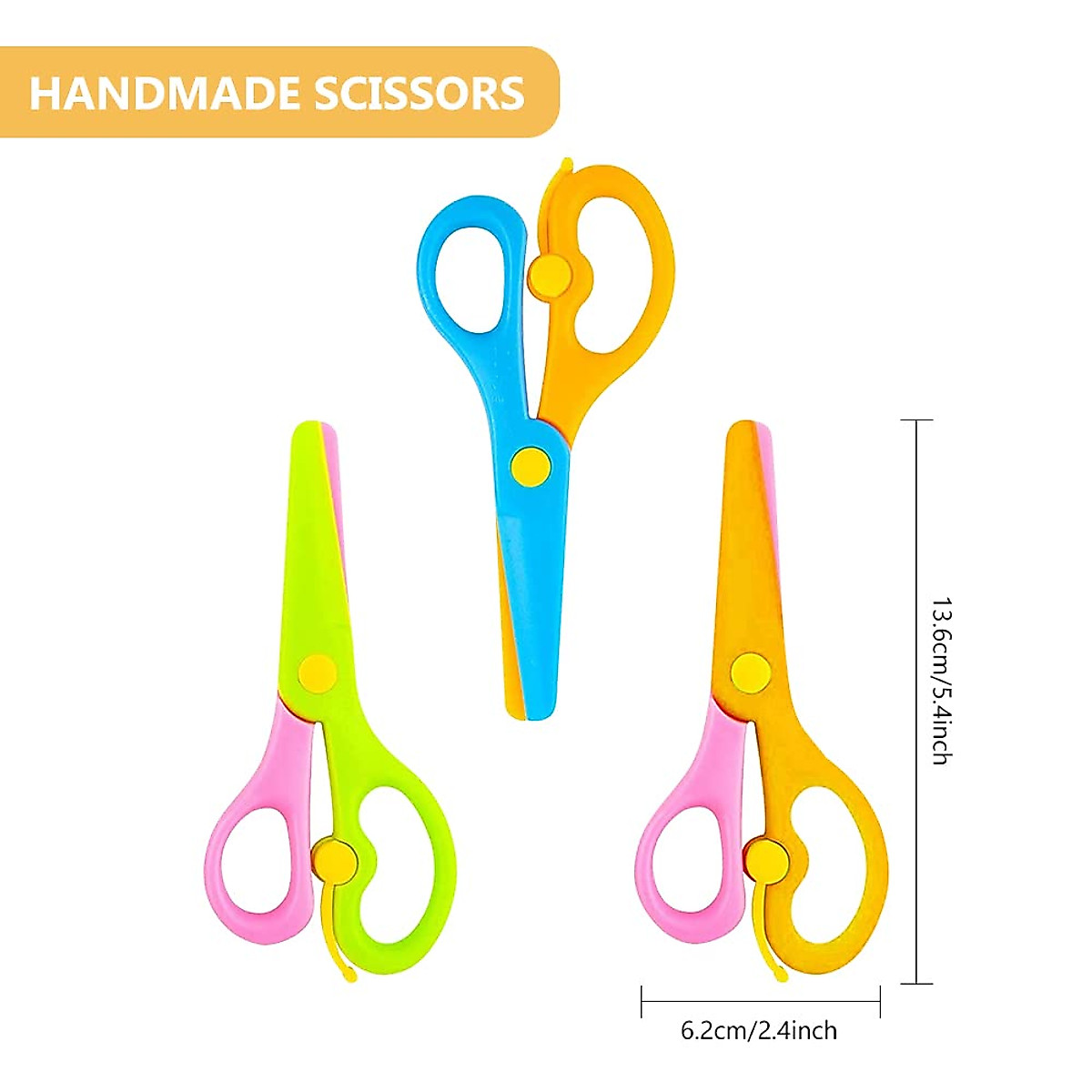 3Pcs Children's Hand Scissors,Kids Scissors,Preschool Training Scissors,Plastic Elastic Scissors,Pre-School Art Craft Kids / School Scissors