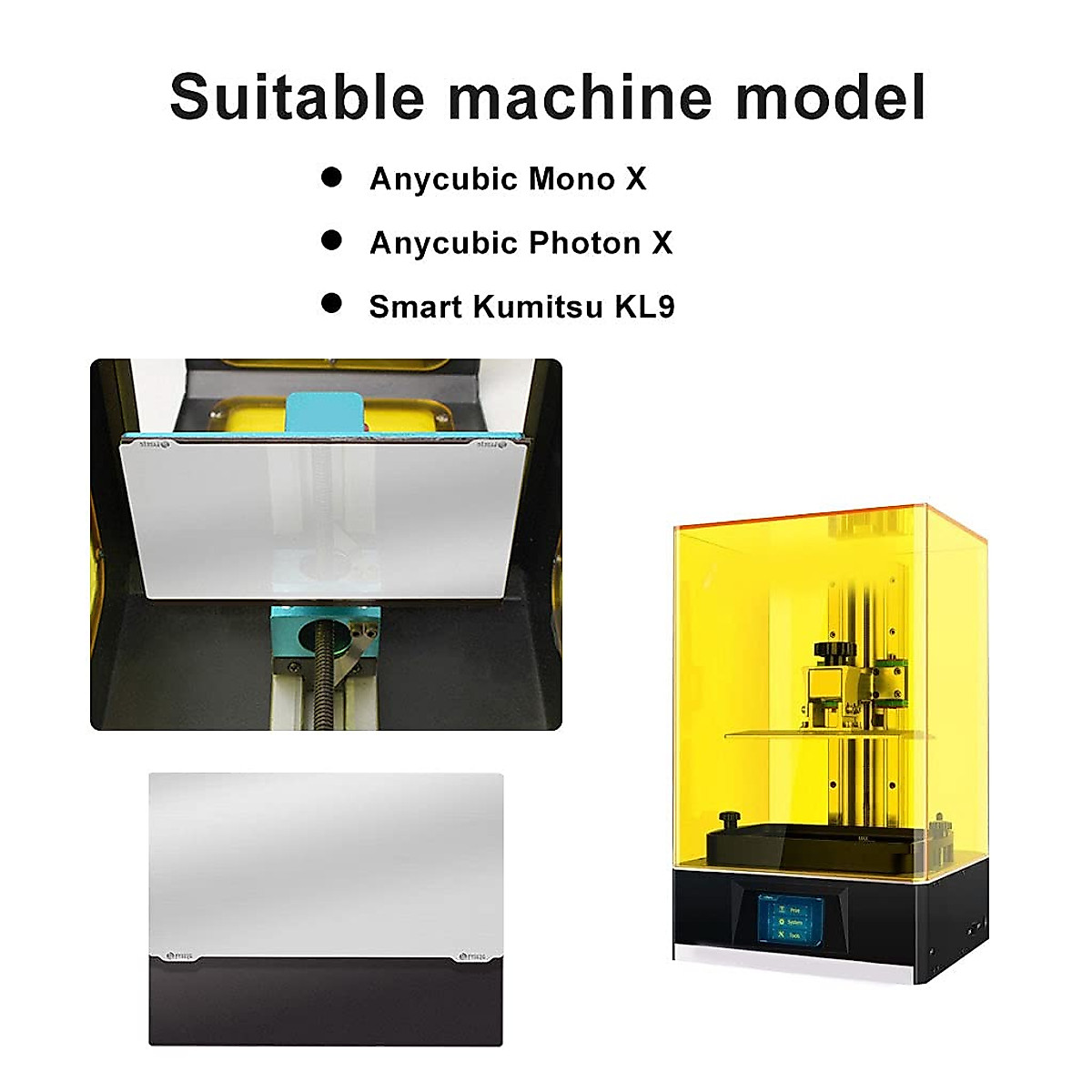 beertoy 1Set SLA/DLP Light-Cured Resin Magnetic Flexible Steel Plate Authentic for 3M Adhesive Steel Film Universal 3D Printer S Dlp Projector 4k Dlp 3D Printer Mini