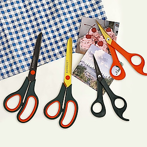 KUONIIY Scissors Set of 4,Pointed Sharp Titanium Scissors,Comfort-Grip Craft Scissors for Household Work School Office Supplies and Sewing