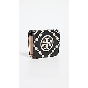 Tory Burch Women's T Monogram Contrast Embossed Mini Wallet, Black/New Cream, One Size