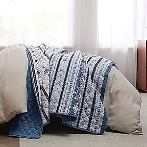Bedsure Boho Quilt Set Queen - Reversible Bohemian Striped Pattern Quilt Bedding Set, 3 Pieces Lightweight Microfiber Bedspread, Coverlet with 2 Pillow Shams for All Seasons (90"x96")