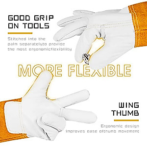 TOOLIOM 200A TIG Welder High Frequency TIG/Stick/Arc 2 in 1 IGBT Welder TIG Welding Machine & Premium Goatskin Tig Welding Gloves,Cuff Cowhide Split Leather,with Soft Lining,High-Dexterity (Large)