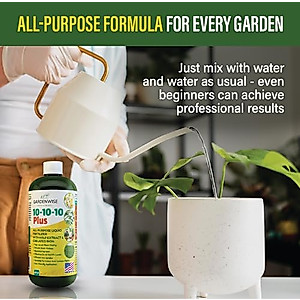 GARDENWISE 10-10-10 Fertilizer for All Purpose Plants - Liquid Fertilizer with Seaweed Kelp & Iron - Plant Food Outdoor & Indoor Plant Food, Vegetables, Flowers, Lawn & Garden 10 10 10 Fertilizer 8oz