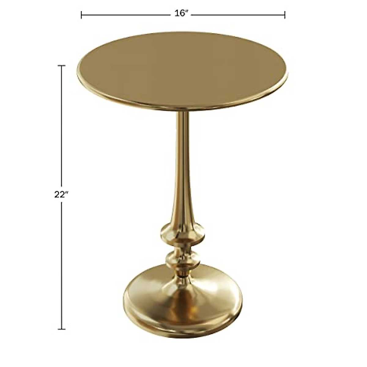 Lavish Home Side Table - Iron Pedestal Table with Antiqued Brass Finish for Couch, Loveseat, Entryway, or Bed - Vintage Living Room Furniture