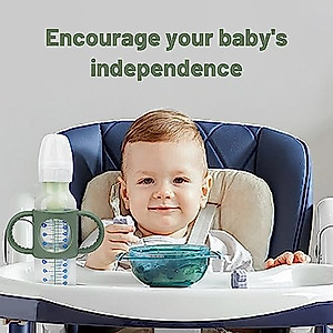 4 Pack Bottle Handles Compatible with Dr Brown Narrow Baby Bottles and Wide-Neck Bottles Non-Slip Easy Grip Handles - BPA-Free Food Grade Silicone Dishwasher Safe - Milk White, Green, Pink, Blue