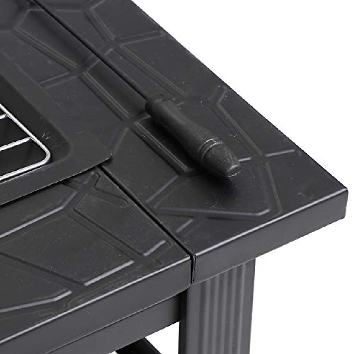 Outdoor Fire Pit, 32in Firepit Table for Outside Wood Burning Bonfire Firepit Patio BBQ Camping Picnic Bronze Outdoor, Table Top Fire Bowl Garden Stove Fireplace W/Spark Screen & Waterproof Cover