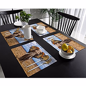 Big buy store Placemats Funny Elephant Butterfly Ears Abstract Fall Meadow Heat-Resistant Washable Place Mats Non Slip, Table Mats for Dinner Table Kitchen Outdoor Weeding Set of 6