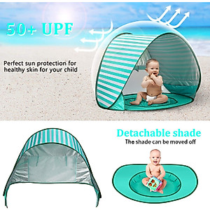 Baby Beach Tent with Pool, UPF 50+ Beach Sun Shelter Outdoor Tent for Aged 0-3 Baby and Kids, Parks and Beach Shade Portable Mini Pool