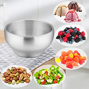 LIANYU 12oz Stainless Steel Bowls for Kids, 4 Pack Children Toddler Bowls, Double-walled Insulated Metal Bowls for Child, Baby Toddler Feeding Bowl for Dinner Lunch, Dishwasher Safe