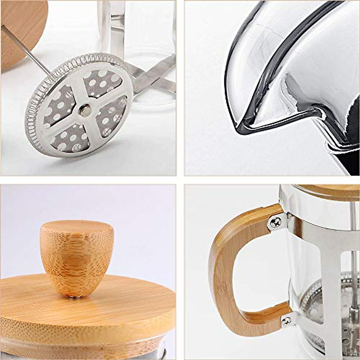 Sivaphe 12 oz French Press Coffee/Tea Maker Single Cup Espresso Press Stainless Steel Filter 0.35L High Borosilicate Carafe Durable Bamboo Handle Small Coffee Maker