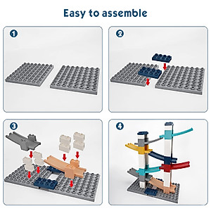 Aomola Car Ramp Toy with Classic Big Building Blocks,Creative DIY Building Bricks Compatible with All Major Brands,Car Ramp Racer for Toddlers with 6 Mini Cars,Storage Box & Base Plate