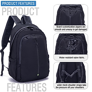 YZAOLL 25L Lightweight Packable Hiking Backpack Waterproof Hiking Daypack for Women Men Gym Backpack Travel Camping Vacation,Black