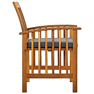 QZZCED Outdoor Club Chair Dining Side Chair Patio Set Patio Dining Chairs 3 pcs with Cushions Solid Acacia Woodfor Lawn Backyard & Garden All-Weather Resistant