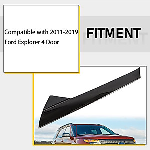 KUAFU A-Pillar Molding Windshield Outer Trim Compatible with 2011-2019 Ford Explorer 4 Door Utility Replacement for BB5Z7803136AA BB5Z-7803136-AB