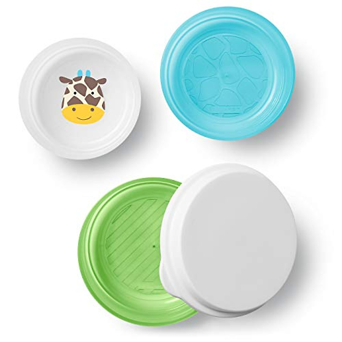 Skip Hop Non-Slip Baby Bowls, Zoo Smart Serve, 3 Pack Bowls & 1 Lid, Giraffe
